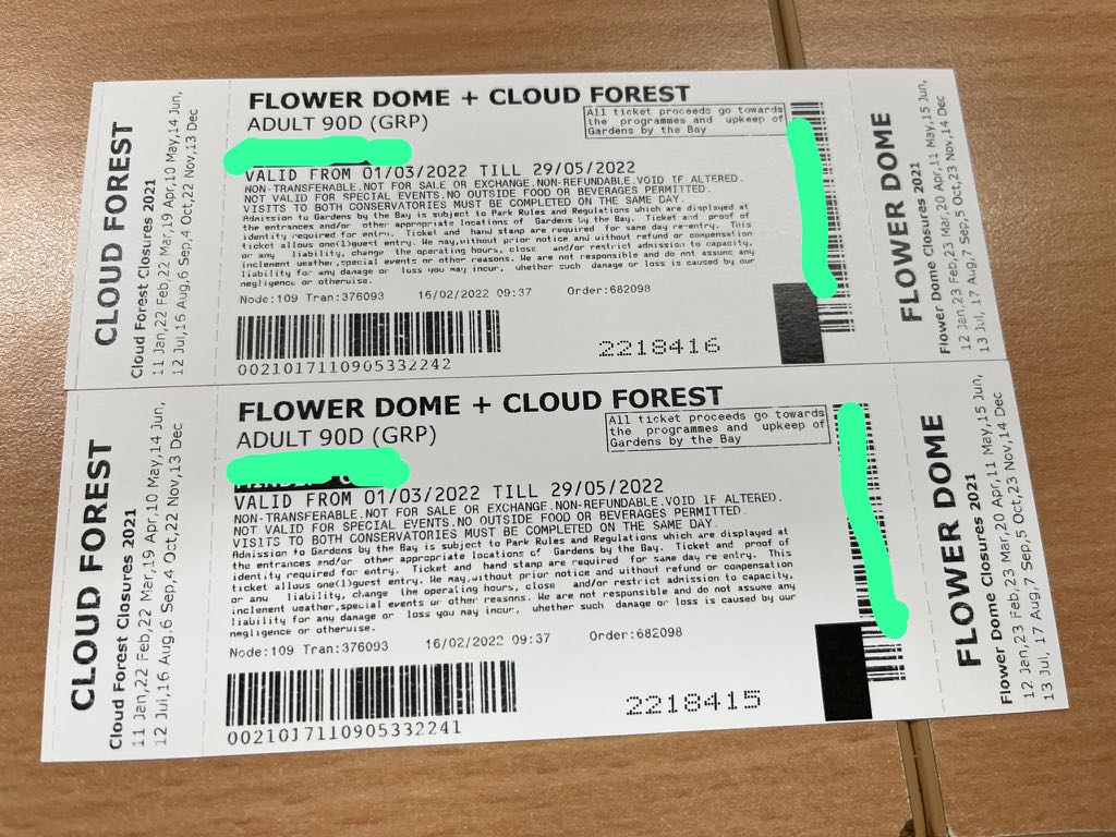 Selling 4 Gardens by the Bay tickets for Flower dome and cloud forest ...