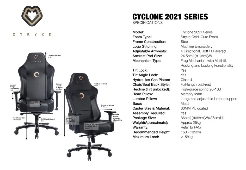 STRYKE CYCLONE Gaming Chair, Computers & Tech, Parts & Accessories ...