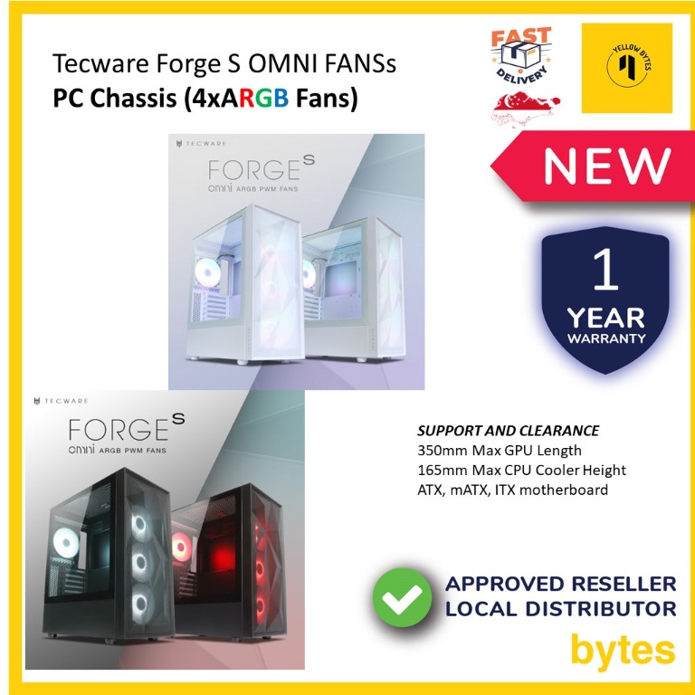 Tecware Forge S PC Casing with 4x ARGB Fans / Hub, Computers & Tech ...