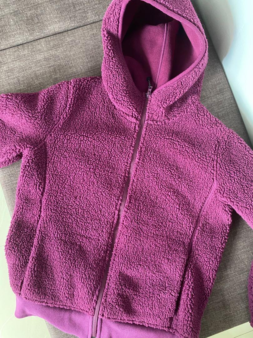 Uniqlo burgundy fleece jacket, Women's Fashion, Coats, Jackets and ...