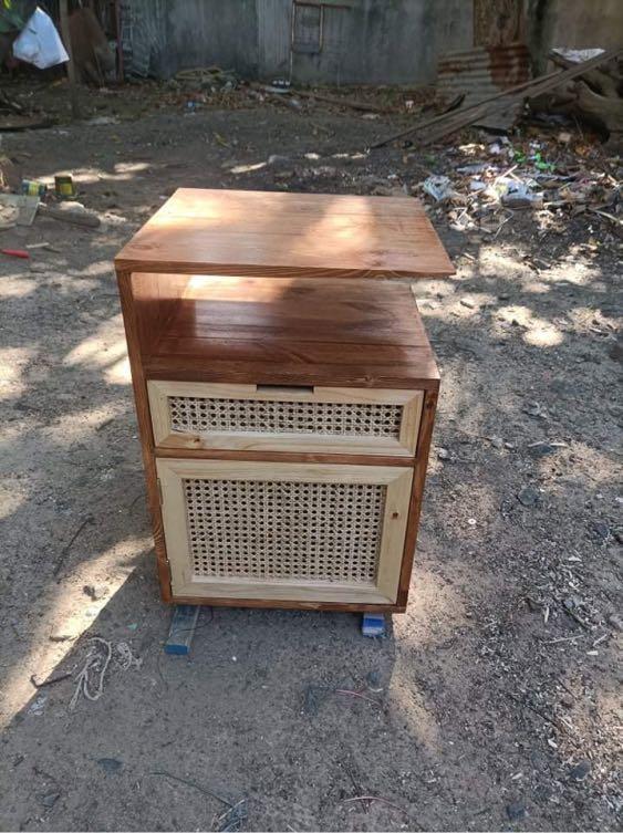 Wooden solihiya side table in Natural wood finish, Furniture & Home ...