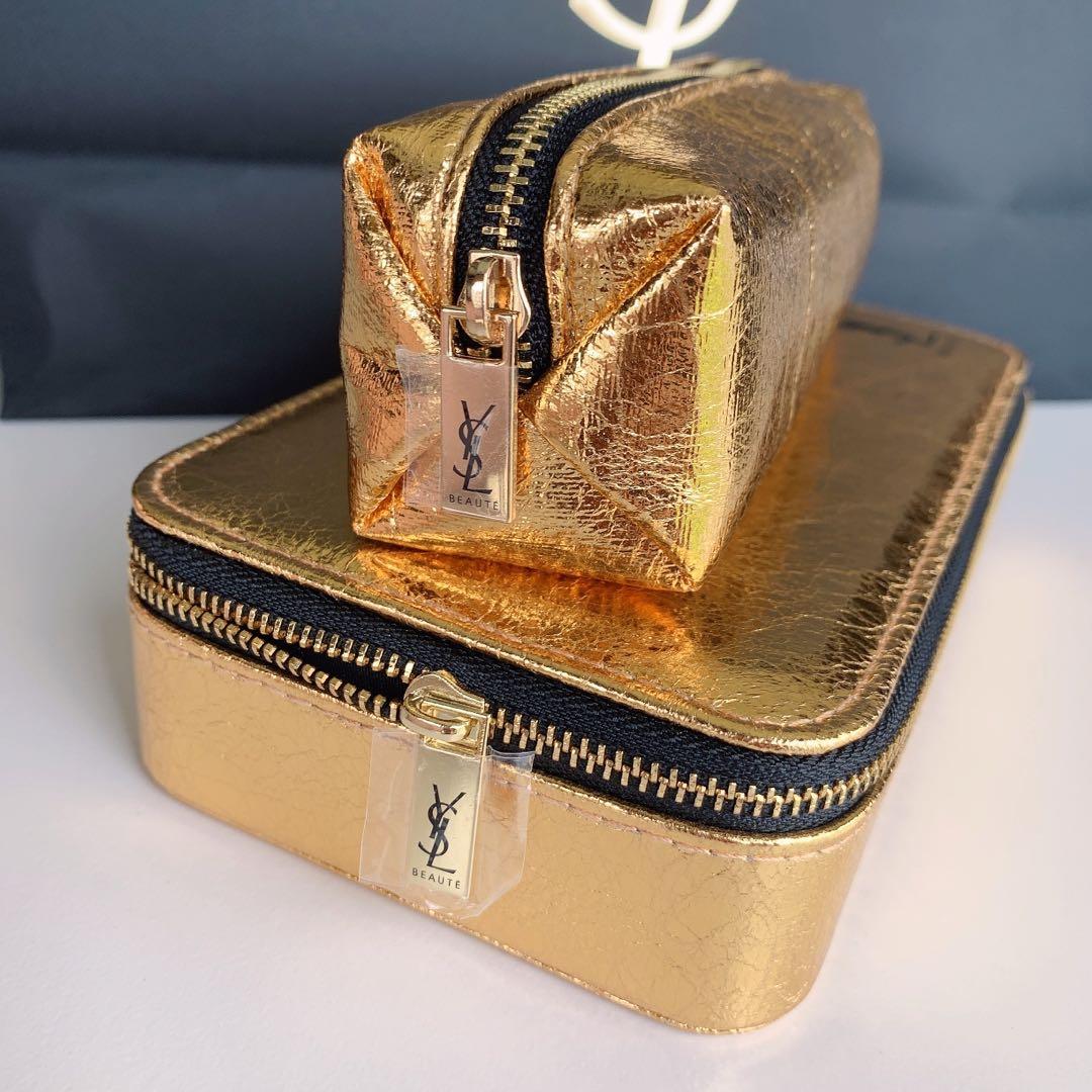 YSL Makeup Box Gold Vanity and pouch, Women's Fashion, Jewelry ...
