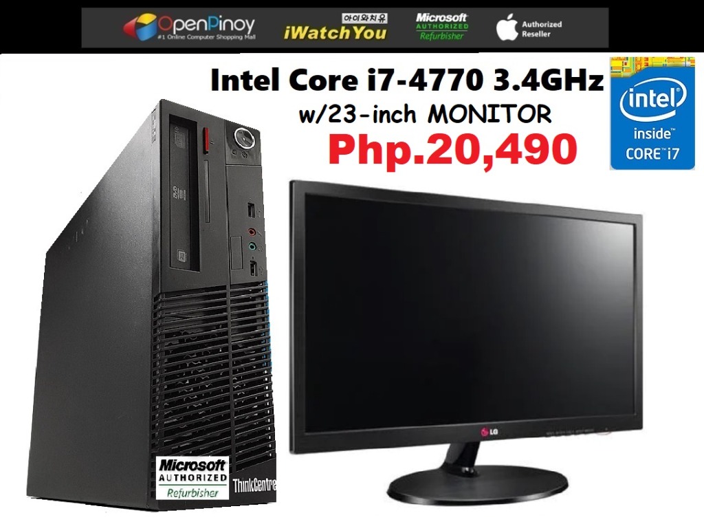 Bundle Desktop!!!Lenovo ThinkCentre SFF Intel Core i7-4770 3.40ghz with ...