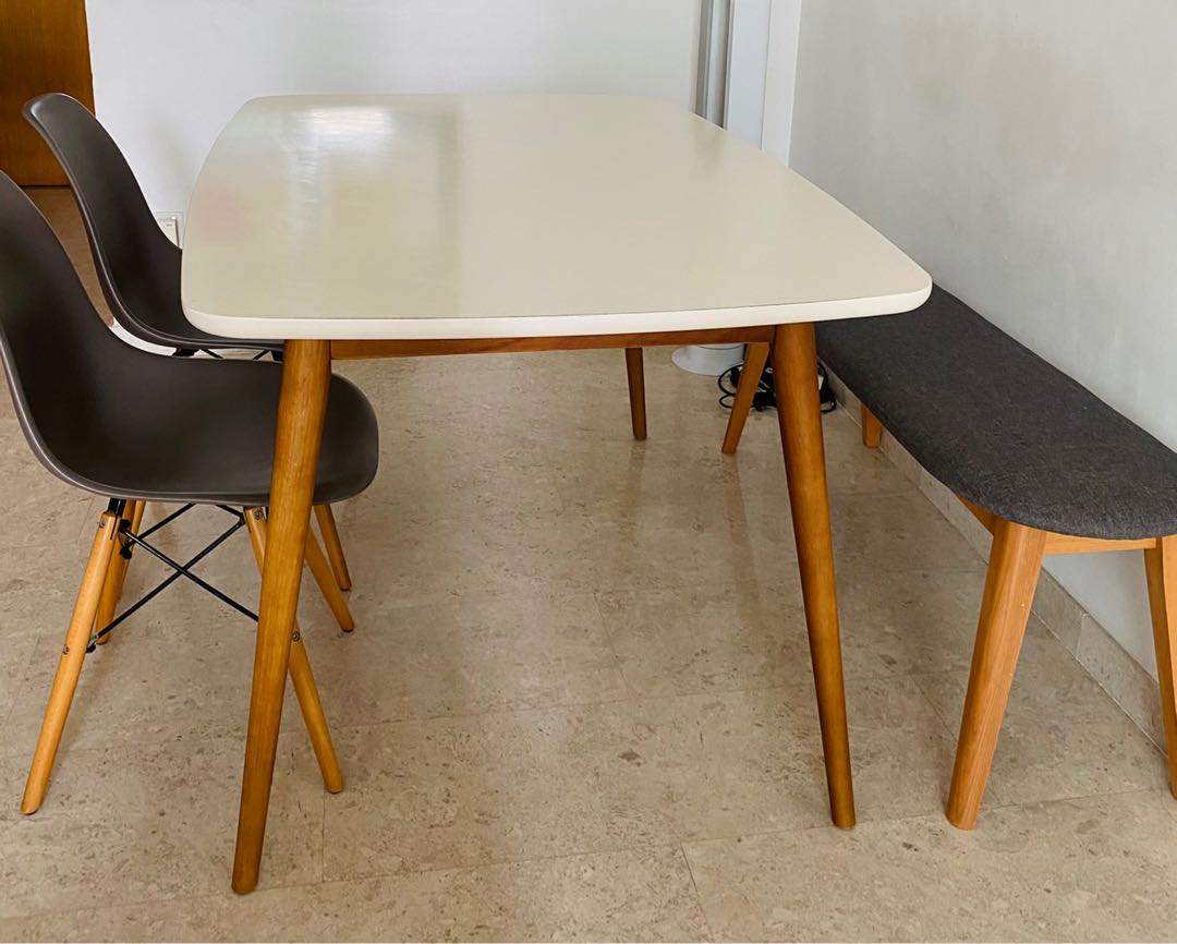 Castlery Dining Table + Castlery Bench + 2 Chairs, Furniture & Home ...