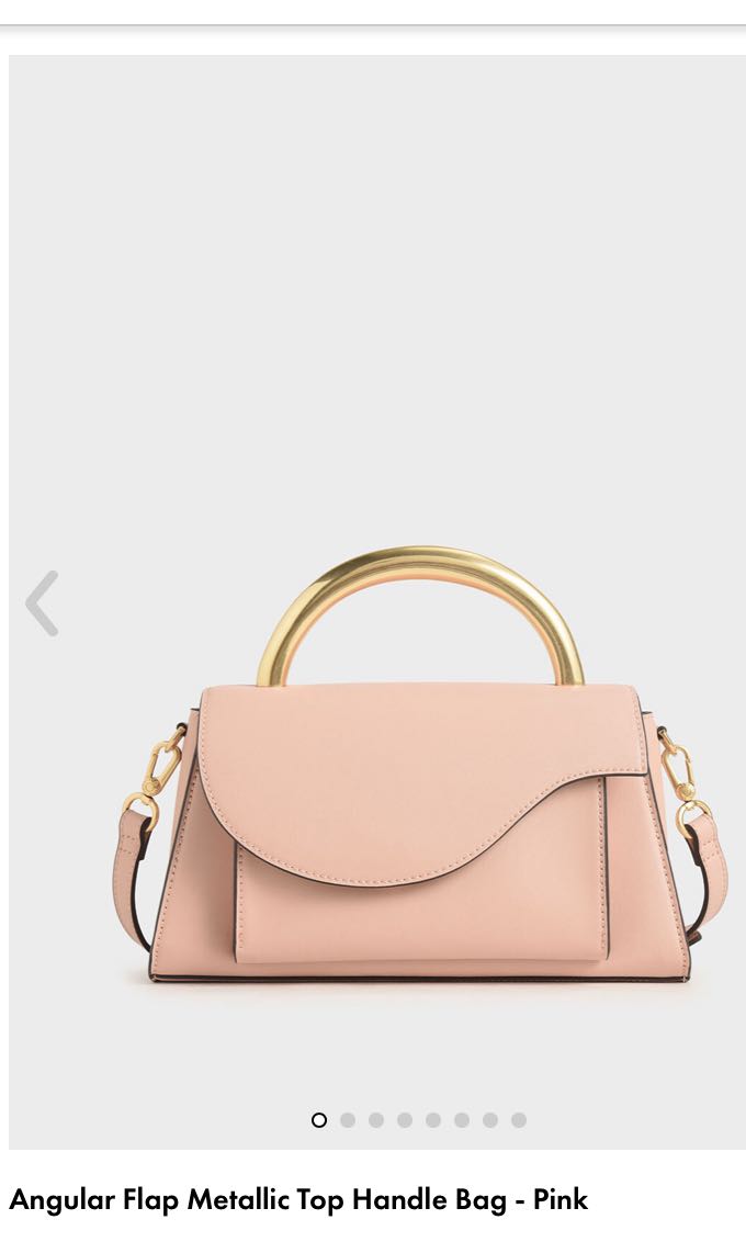 Charles & Keith Angular flap metallic top handle bag, Women's Fashion ...