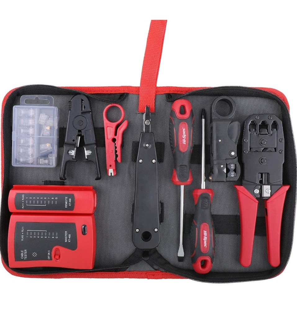 Hi-Spec 9 Piece Network Cable Testing & Wiring Repair Tool Kit. Remote ...