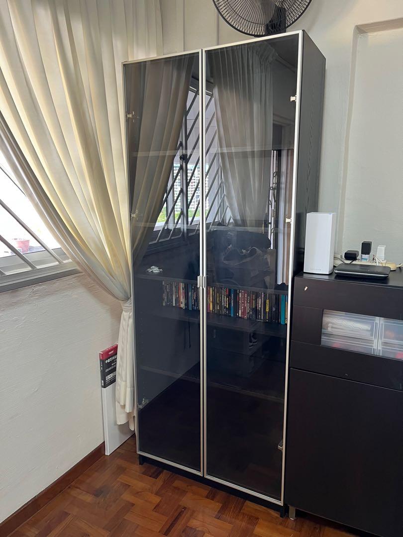 IKEA billy bookcase Glass door Display Cabinet Statue Marvel legends ...