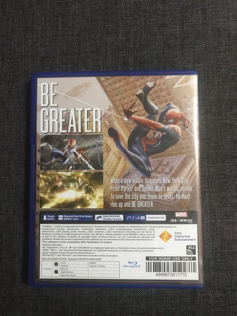 Original Spider Man PS4 cd, Video Gaming, Video Games, PlayStation on ...