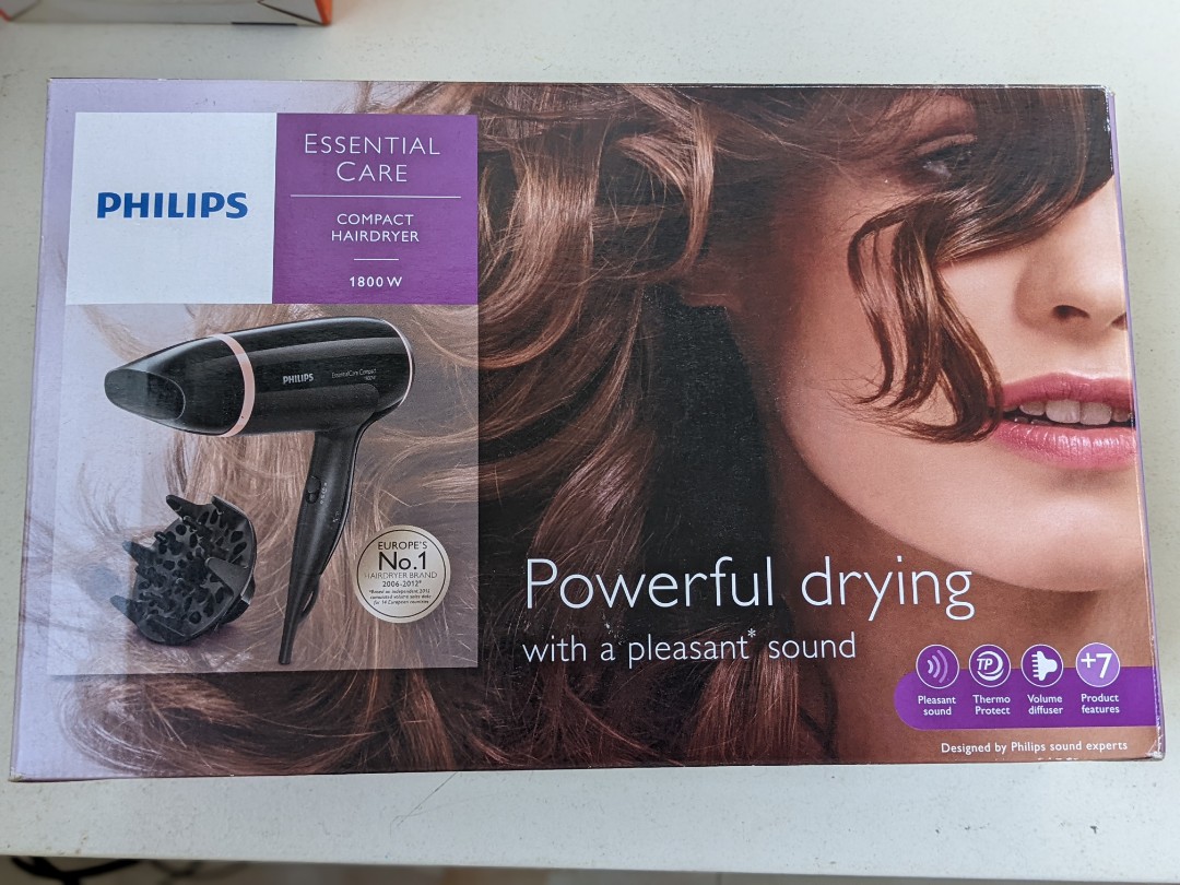 PHILIPS ESSENTIAL CARE COMPACT HAIRDRYER 1800 W, Beauty & Personal Care ...