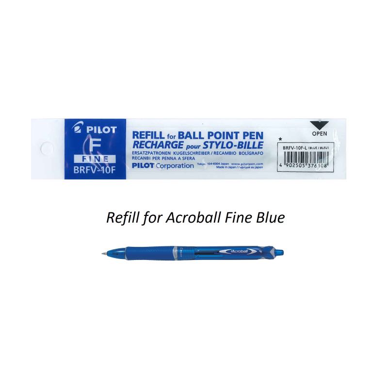 Pilot Acroball Pen Refill - BLUE FINE x8, Hobbies & Toys, Stationery ...