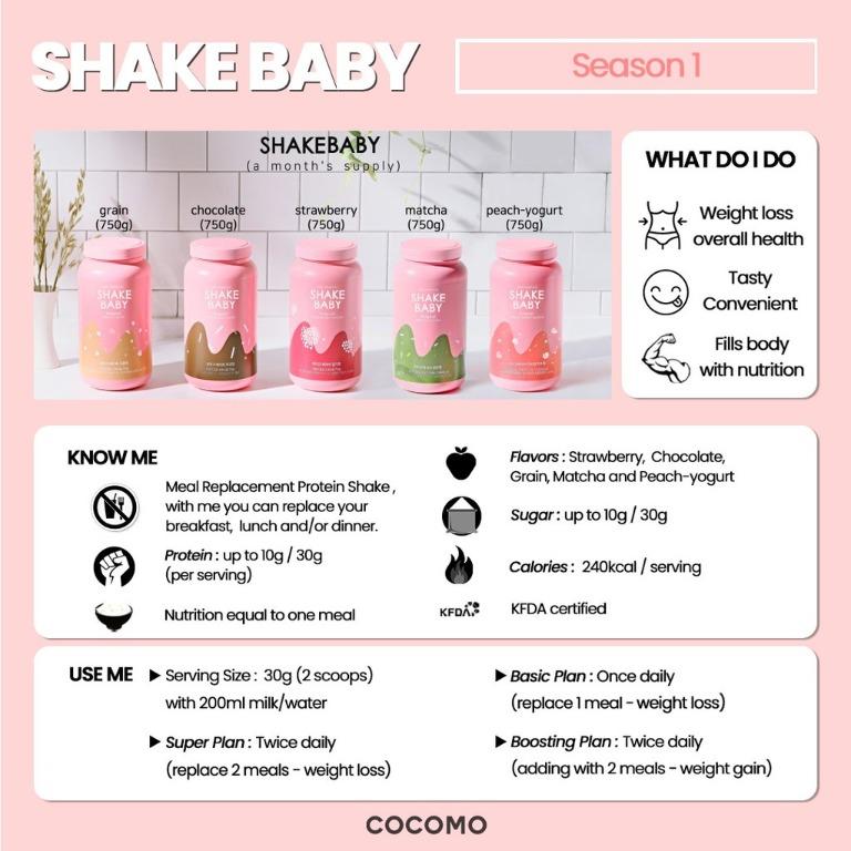 (Shake Baby) Diet Formular Protein Shake (Season 1&3 - 10 Flavours 750g ...