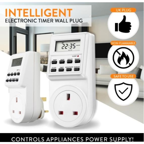 Timer Socket Plug-in with LCD 12/24 Hour 7 Days WALL PLUG DIGITAL Timer ...