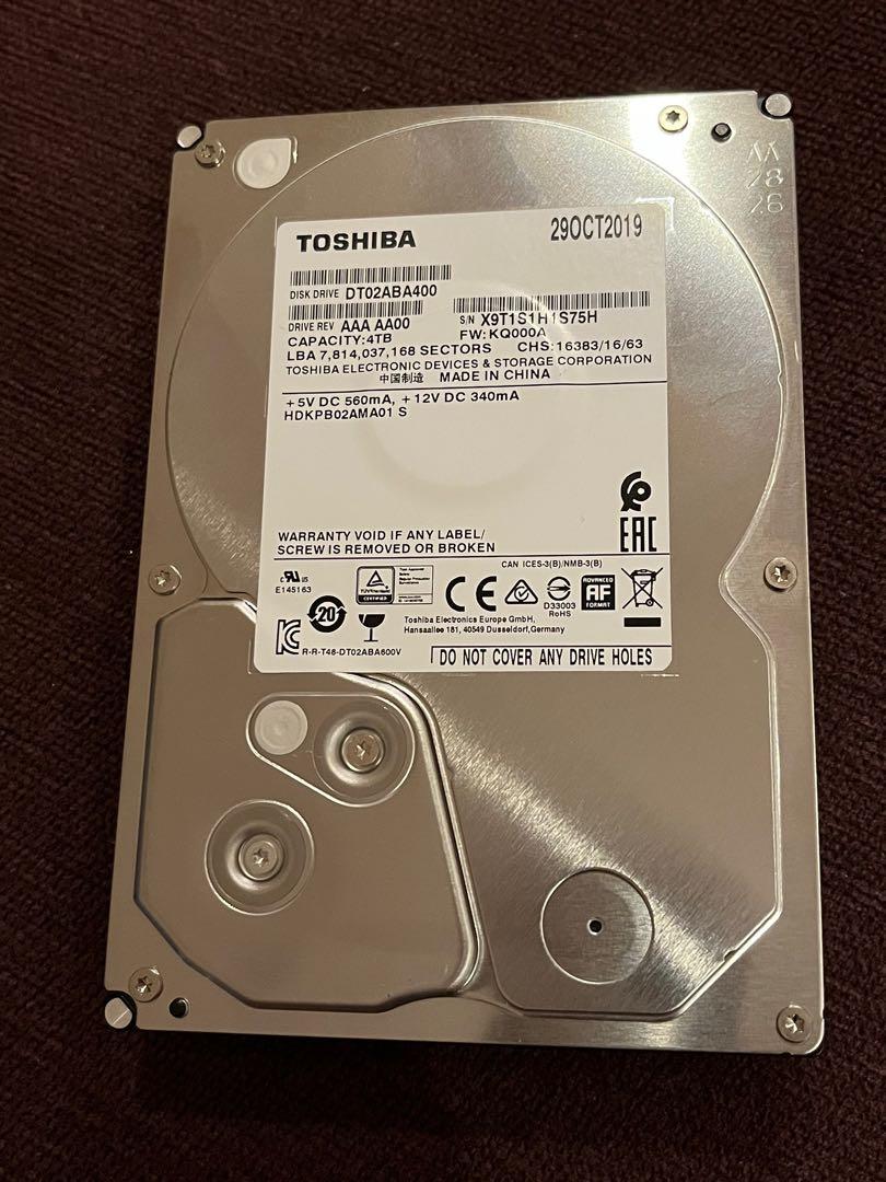 【福利出清】TOSHIBA 4TB HDD 5400RPM 機械式硬碟 傳統硬碟 內接硬碟 NAS, 電腦及科技產品, 電腦周邊產品, 硬碟及 ...