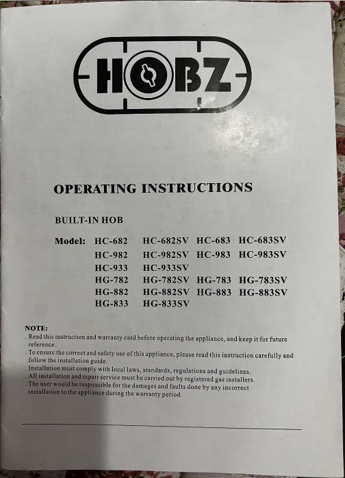 Used HOBZ Hob Cylinder Gas Stove, TV & Home Appliances, Kitchen ...
