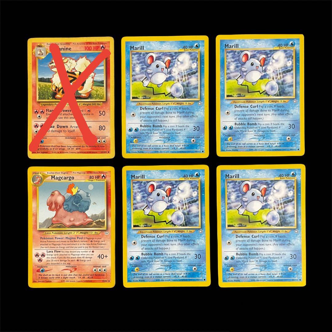 Vintage Arcanine / Magcargo / Marill Base Set / Neo Revelation / Neo ...