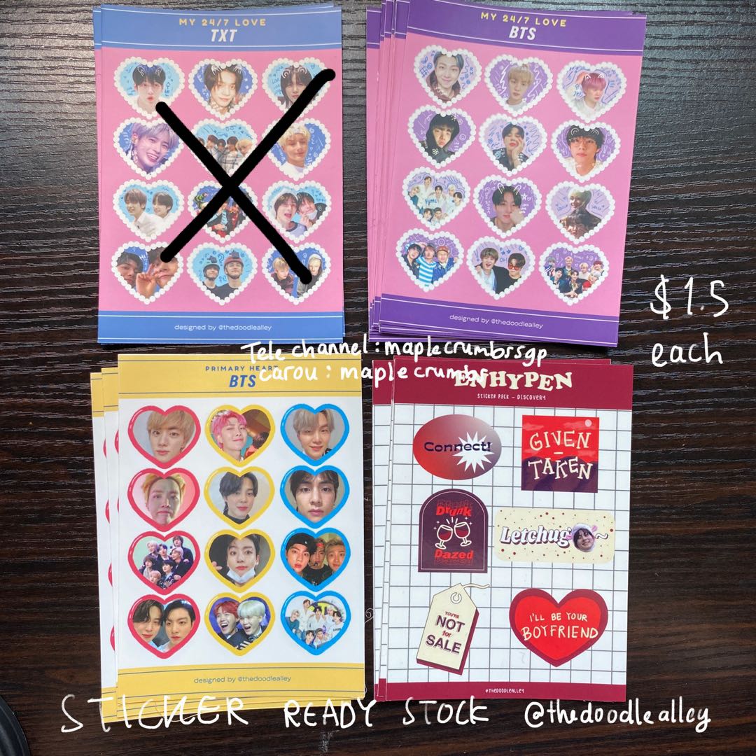 wts / lfb heart sticker bts / txt / enhypen fanmade merch by the doodle ...