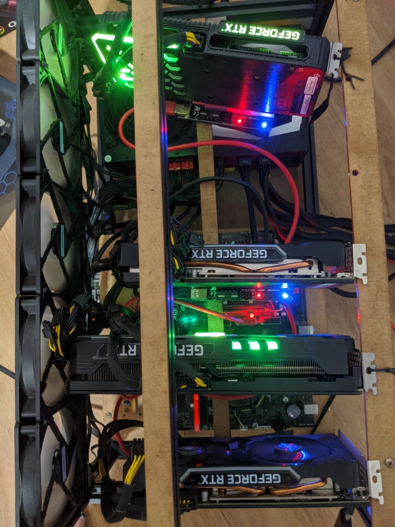 210.5mhs @ 450w 4 GPUs with mining rig (12gpu skeleton ) 2060 Super ...
