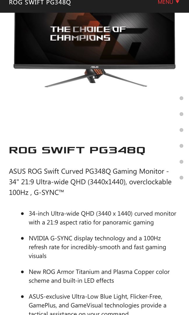 ASUS ROG swift PG348Q, 電腦＆科技, 電腦周邊及配件, 電子屏幕 - Carousell