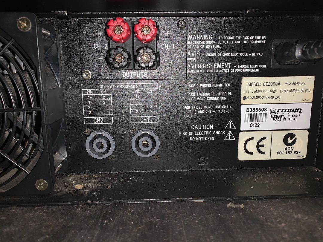 Crown Power Amplifier CE2000, Audio, Soundbars, Speakers & Amplifiers ...