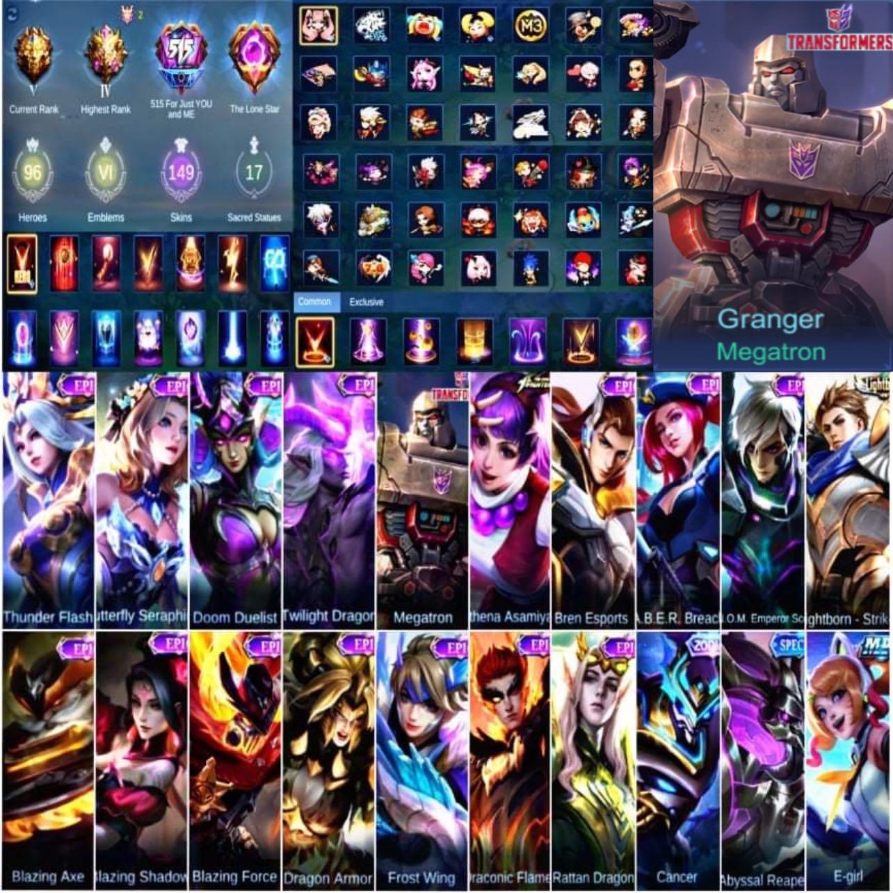 Megatron Granger x ThunderFlash Selena Mobile Legends Account (Many ...
