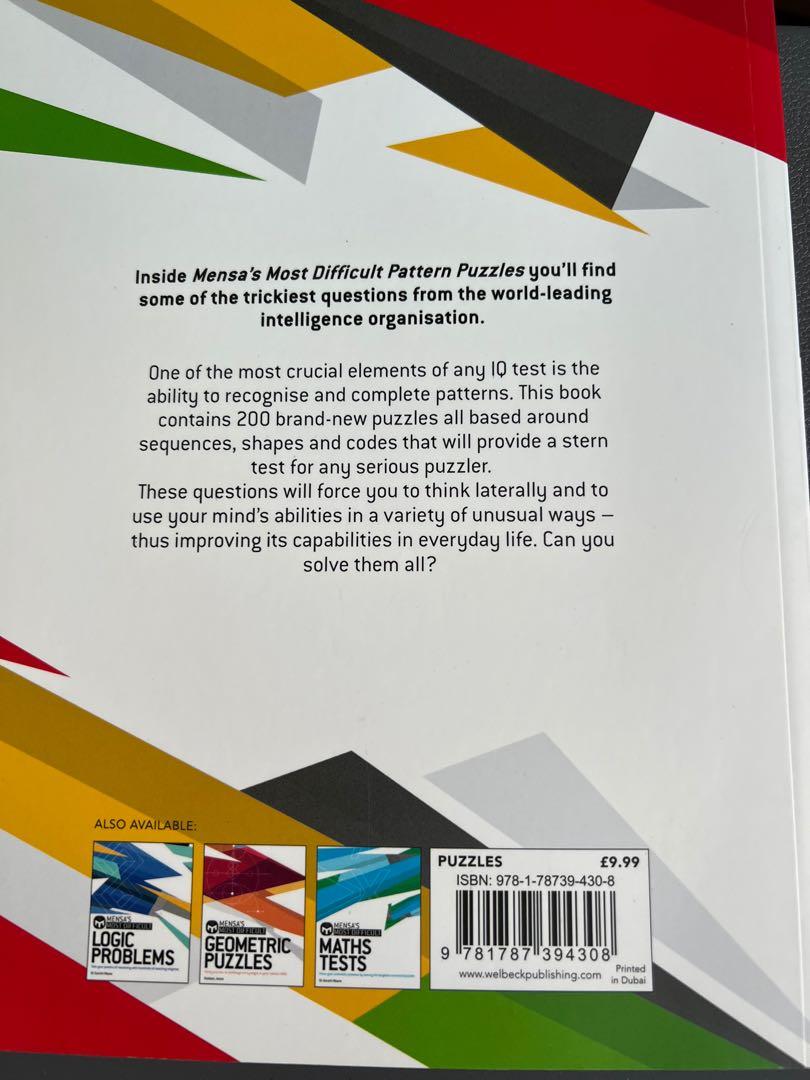 Mensa Most Difficult Pattern Puzzle, Hobbies & Toys, Books & Magazines ...