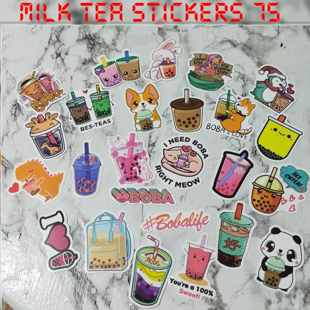 Milk tea sticker flakes, Hobbies & Toys, Stationary & Craft, Stationery ...