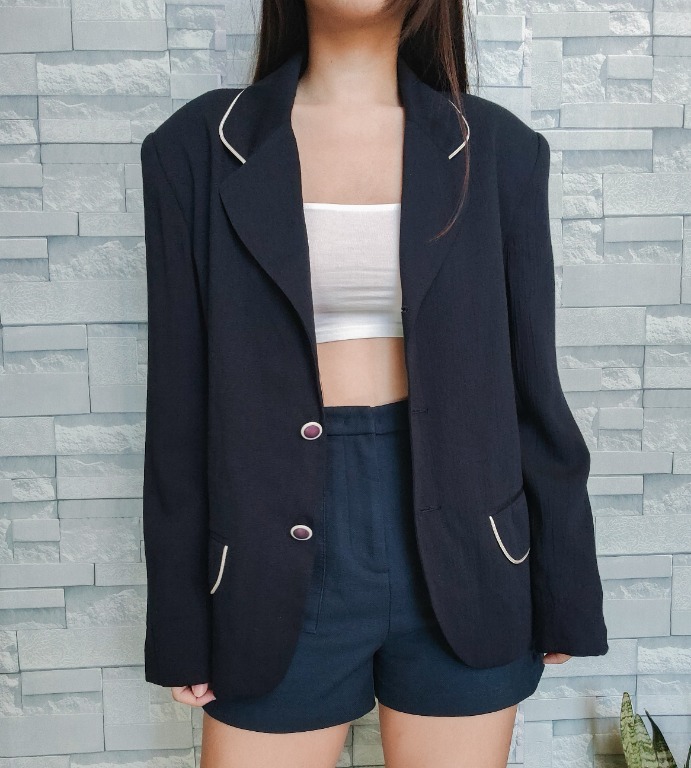 Navy Blue Blazer Coat (missing button), Women's Fashion, Coats, Jackets ...