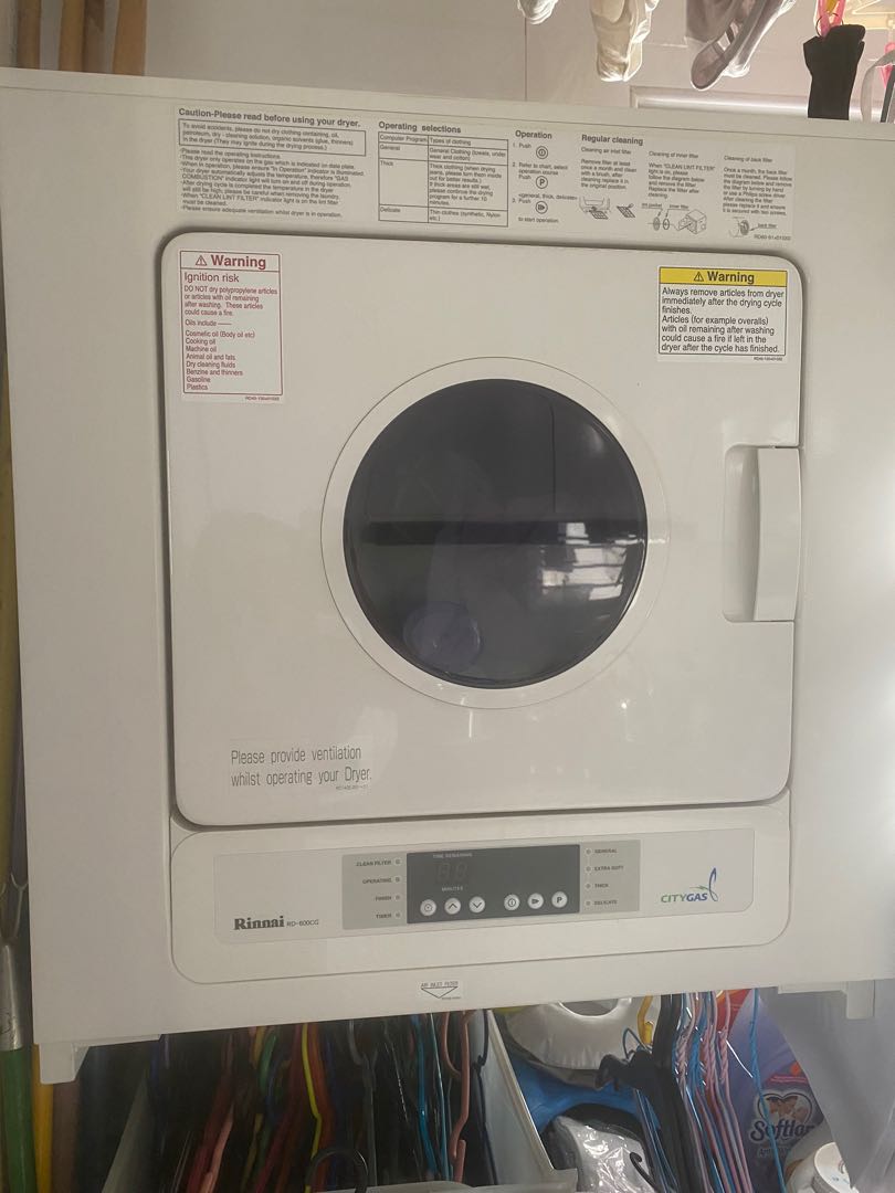 Rinnai Gas Dryer RD 600CG, TV & Home Appliances, Washing Machines and ...