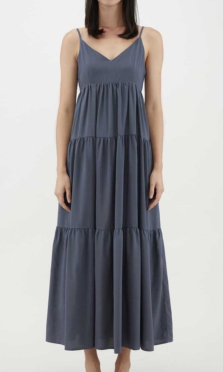 Romella Tiered Dress in Ash Blue, Women's Fashion, Dresses & Sets ...