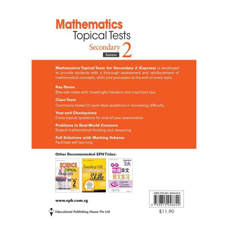 Secondary 2 (Exp) Mathematics Topical Tests / Secondary 2 Mathematics ...