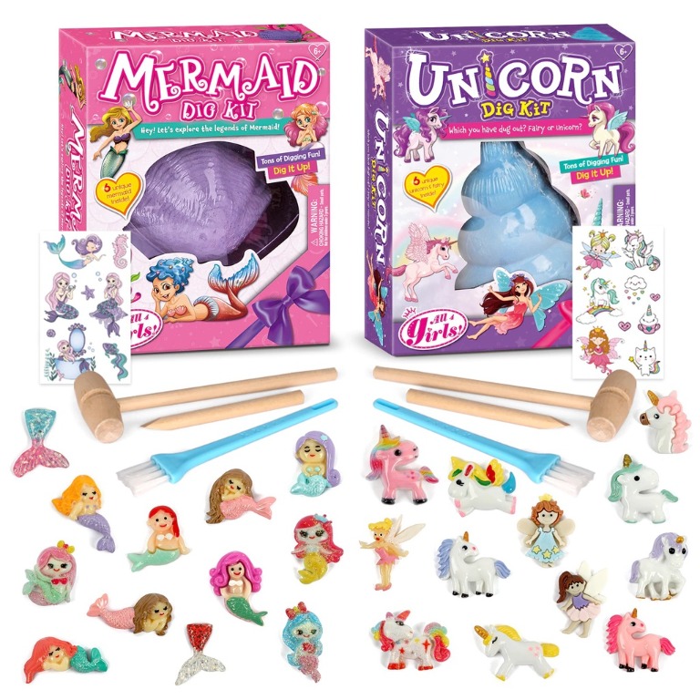 Unicorn Mermaid Dig Kit Toy with Mining Excavation Tool STEM Toy for ...