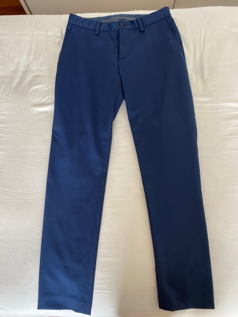 Zara Blue Tapered Formal Pants, Men's Fashion, Bottoms, Trousers on ...