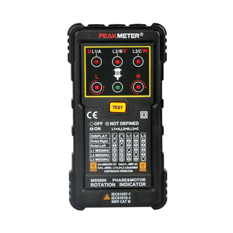 3-Phase Sequence Rotation Tester Digital Motor Rotation Indicator Meter ...