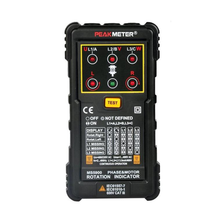 3-Phase Sequence Rotation Tester Digital Motor Rotation Indicator Meter ...
