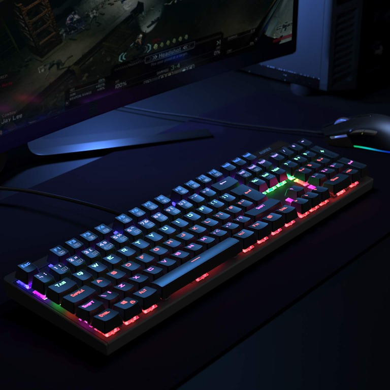 AUKEY Mechanical Keyboard LED Backlit Gaming Keyboard with Blue ...