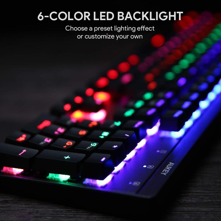 AUKEY Mechanical Keyboard LED Backlit Gaming Keyboard with Blue ...