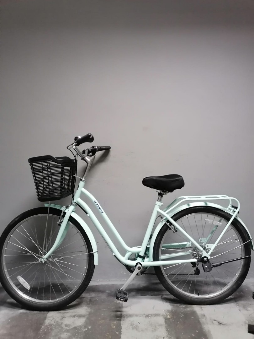 Bicycles,Btwin Elops 120,, 26" rim, 6 speed, front basket, rear rack ...