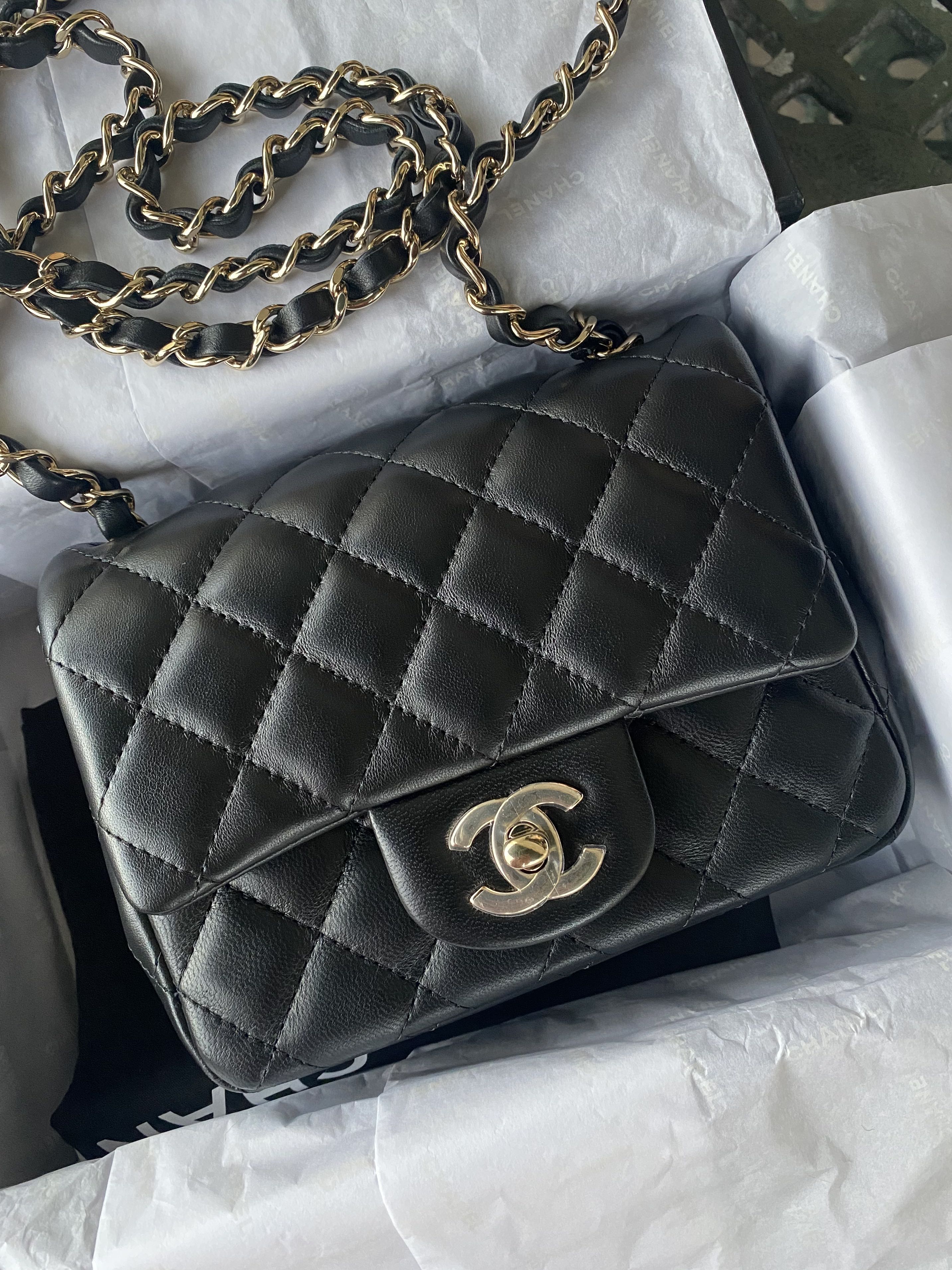 Chanel mini square, Luxury, Bags & Wallets on Carousell