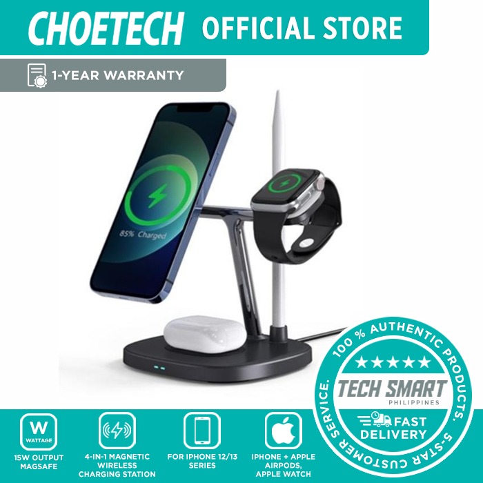 Choetech 4 in 1 15W Magnetic Wireless Charger MagSafe for iPhone 12/13, Pro, Max, MIni, Apple ...