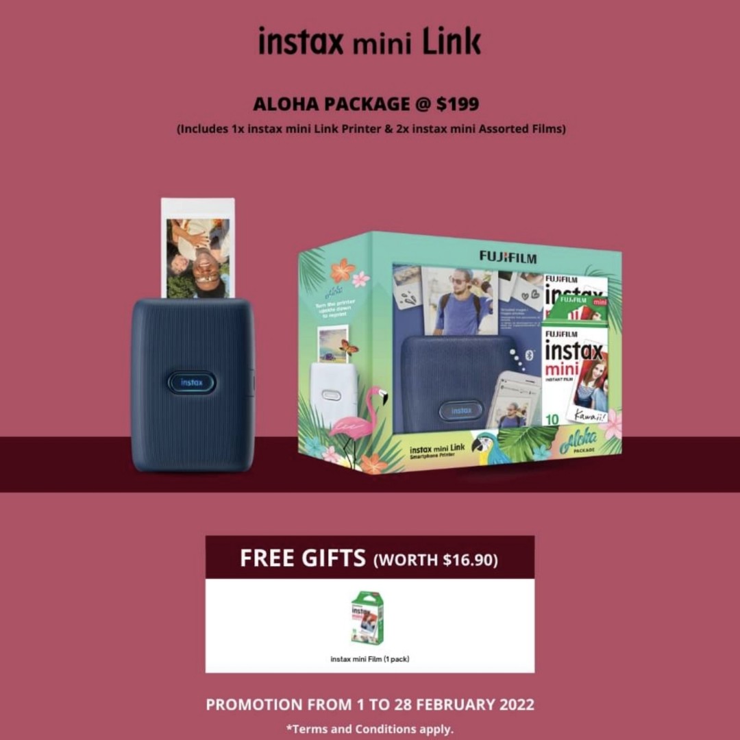 Fuji mini link aloha printer, Photography, Cameras on Carousell