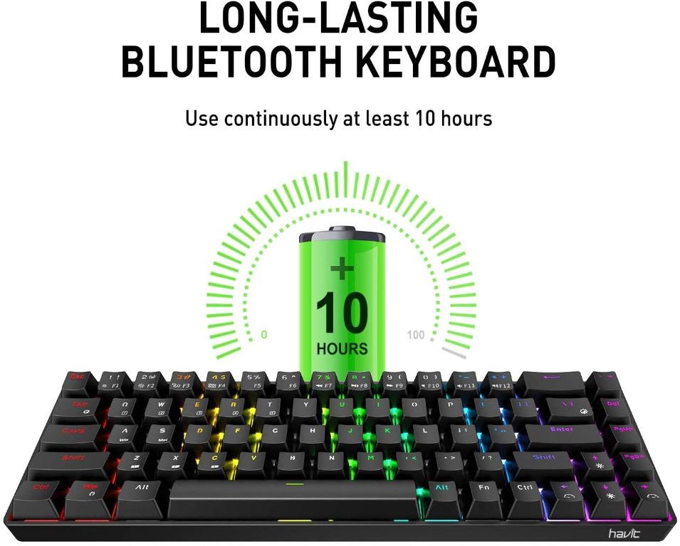 Havit 60% Wireless Mechanical Keyboard and Wired Mouse, Bluetooth 5.1 ...