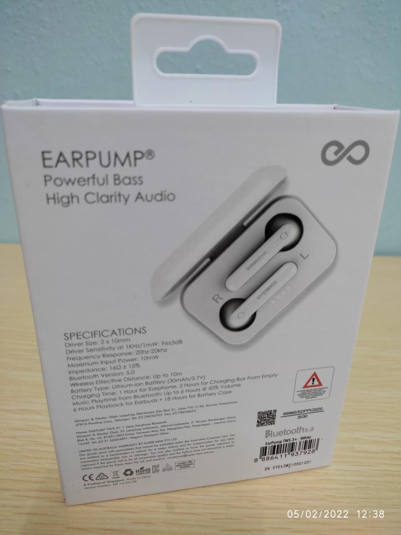 #HuatNotBin SONIC GEAR Earpump TWS3+ (White color), Audio, Headphones ...