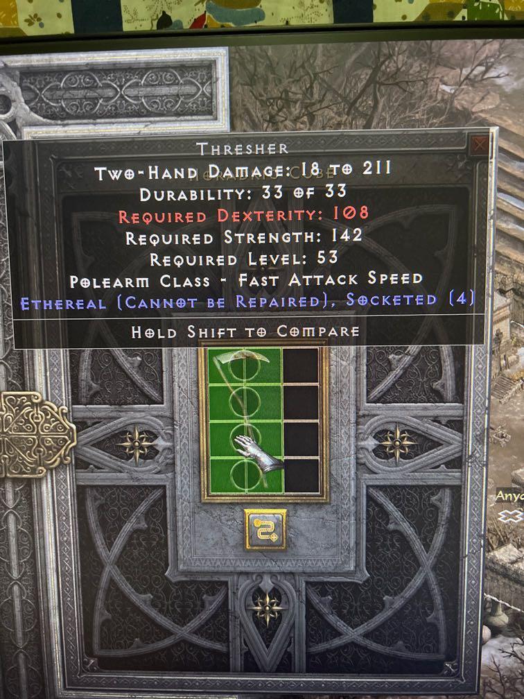 Infinity base Ethereal Thresher D2R, Video Gaming, Gaming Accessories ...