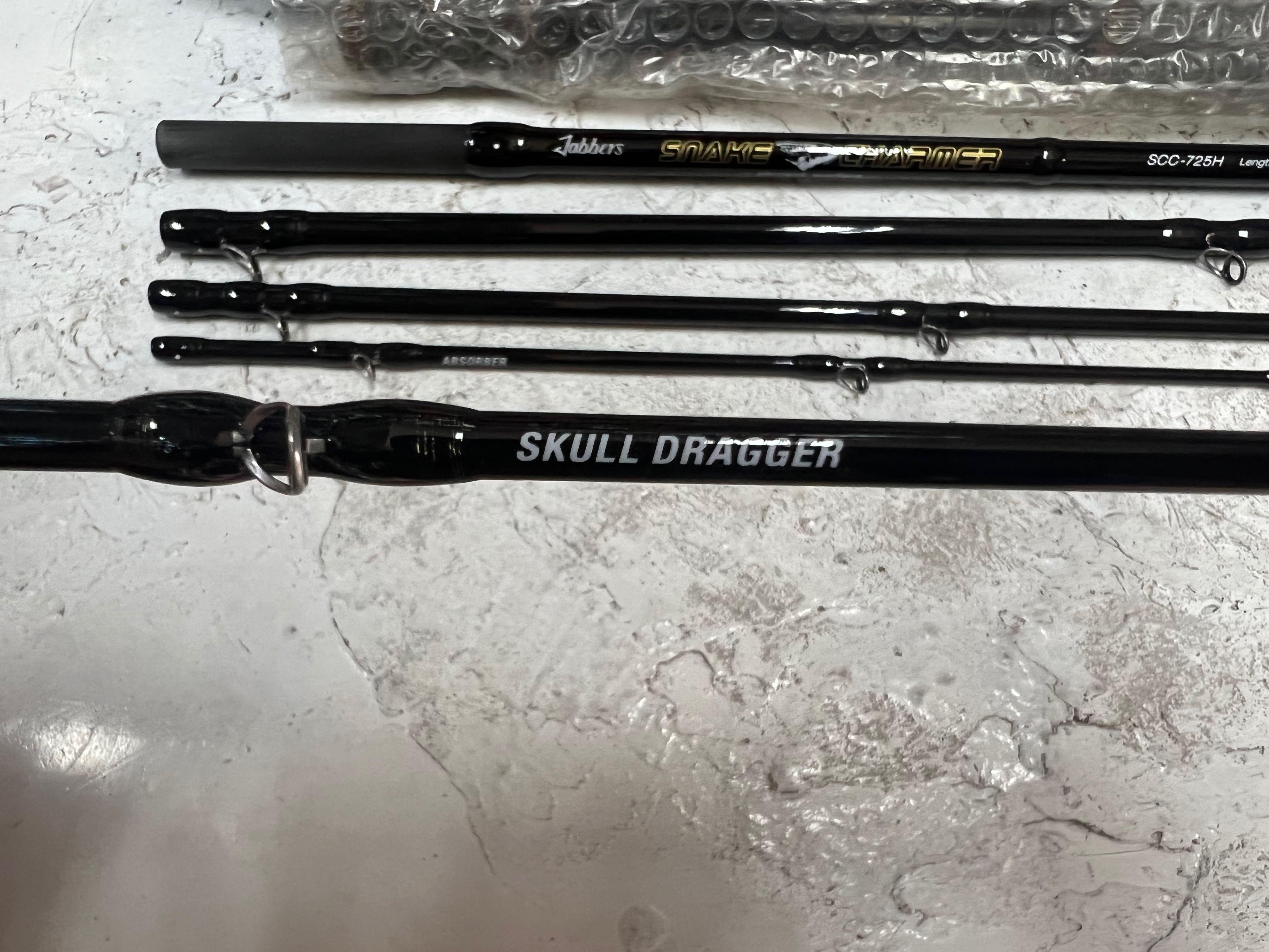 JABBERS Snake Charmer Double Tap 5pc Spinning Travel Fishing Rod (Changeable Tip Pieces), Sports ...