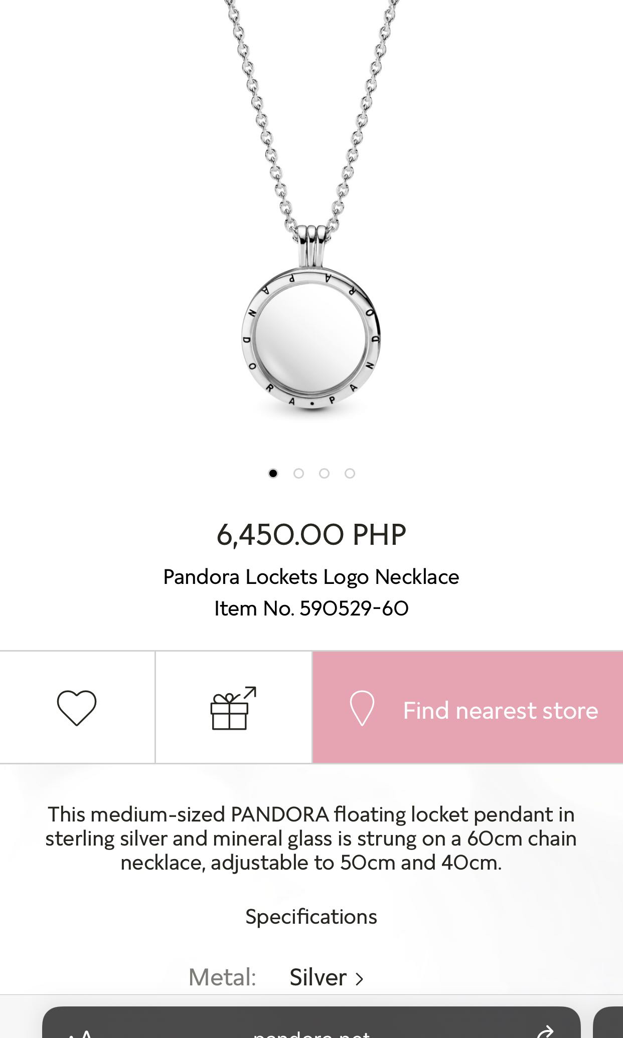 PANDORA LOCKETS LOGO NECKLACE WITH 2 HEART CHARMS, Women's Fashion ...