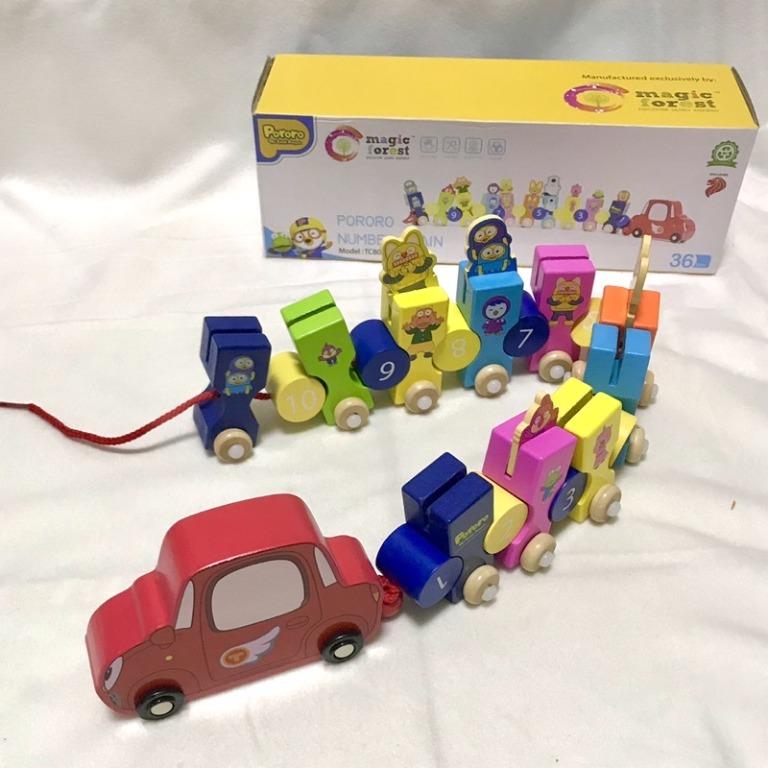 PORORO Wooden Number Counting Train Montessori Kids Math Educational ...