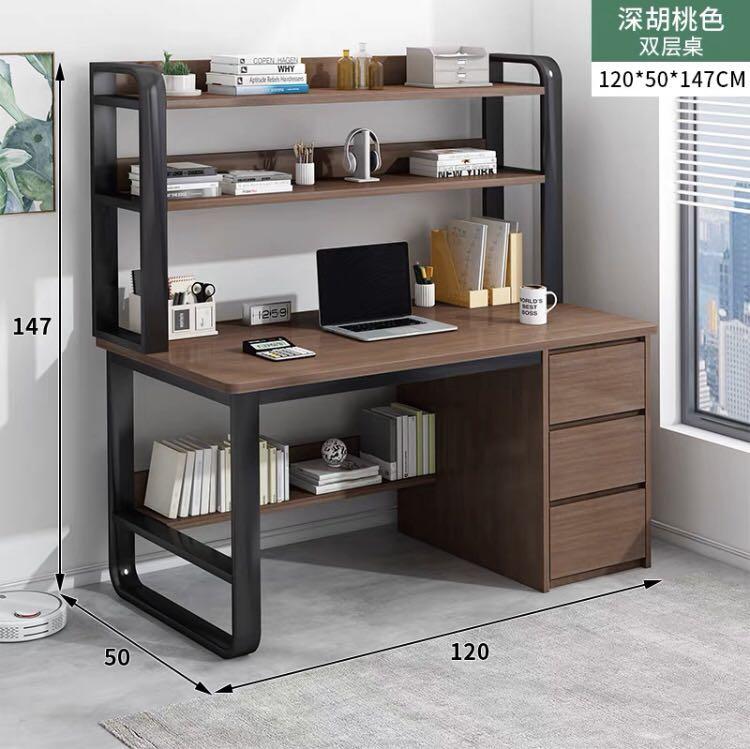 [READY STOCK] 100cm/120cm/140cm study table with shelf & drawers - 3 ...