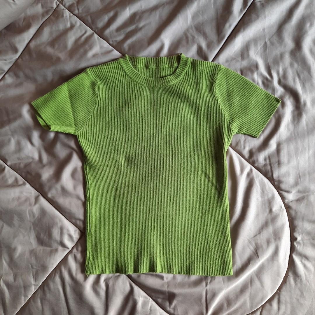 Ribbed Apple Green Top, Women's Fashion, Tops, Shirts on Carousell