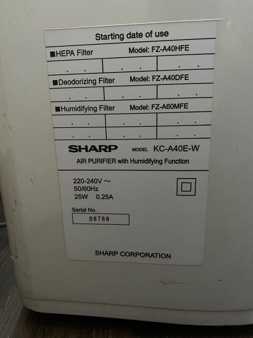 Sharp Ion plasma cluster air purifier and humidifier, TV & Home ...