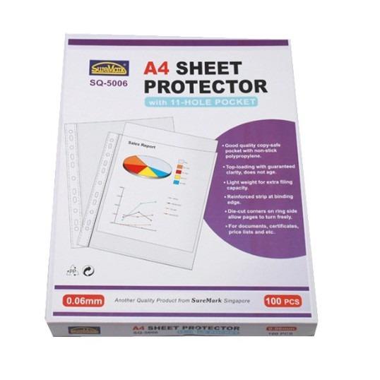 Suremark A4 Sheet Protectors/Copy Safe/Plastic Pockets for Papers ...